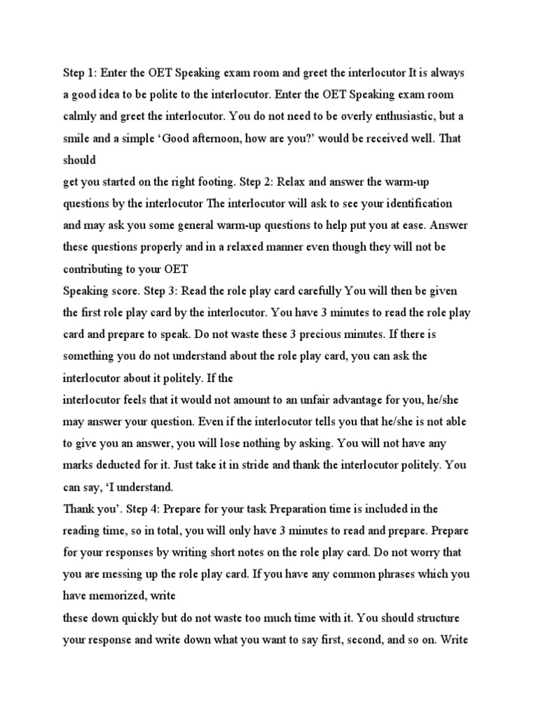Oet Speaking | PDF