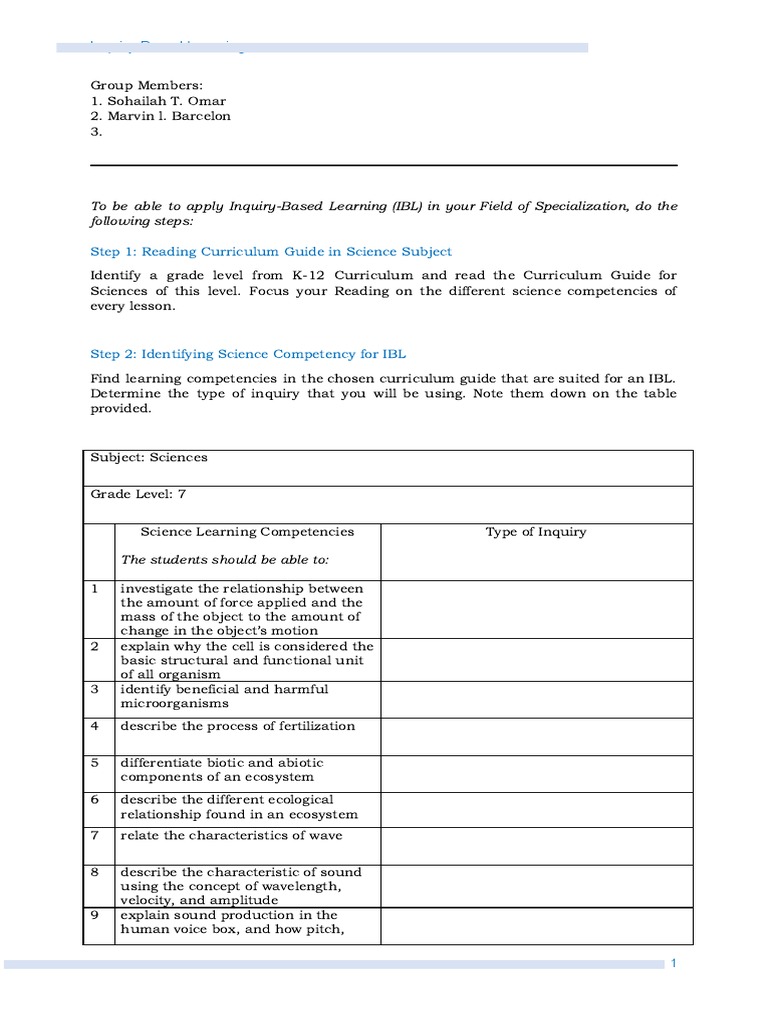 Applying Inquiry-Based Learning in Science | PDF | Inquiry Based ...