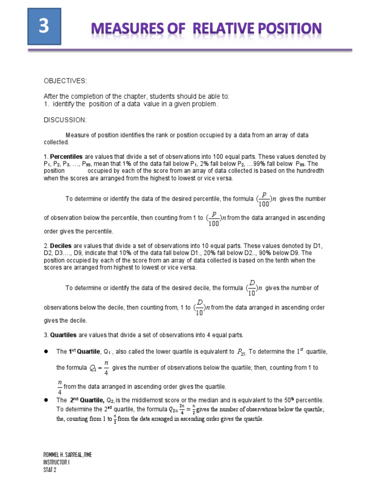 Measures of Relative Position | PDF | Percentile | Quartile