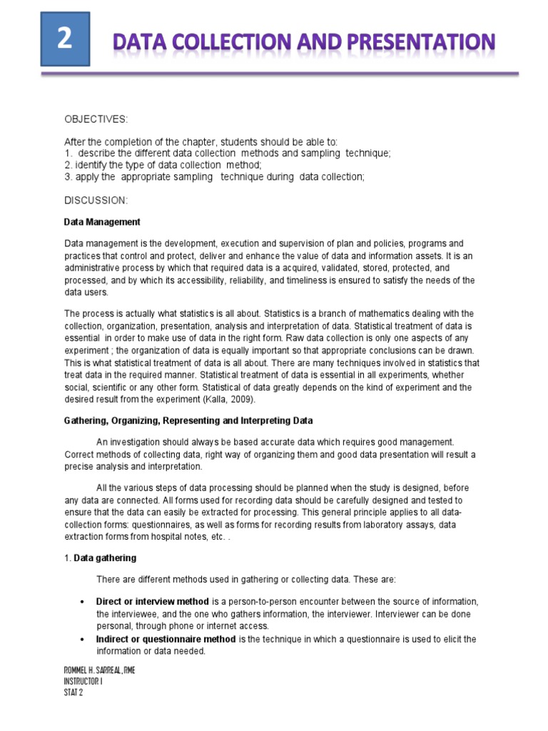 Data Collection and Presentation | PDF | Sampling (Statistics) | Statistics