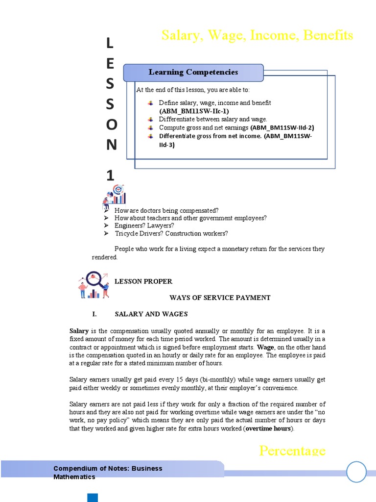 Business Math Lesson1 Week 3 | PDF | Salary | Employment