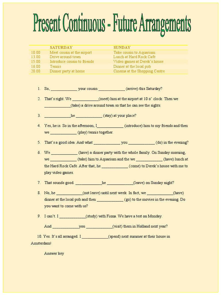 Present Continuous Future Arrangements - Doc - 0 | PDF