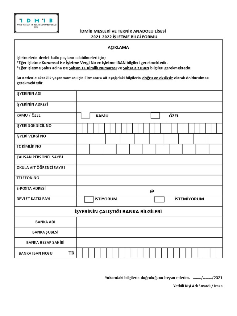 İşletme Tanima Formu | PDF