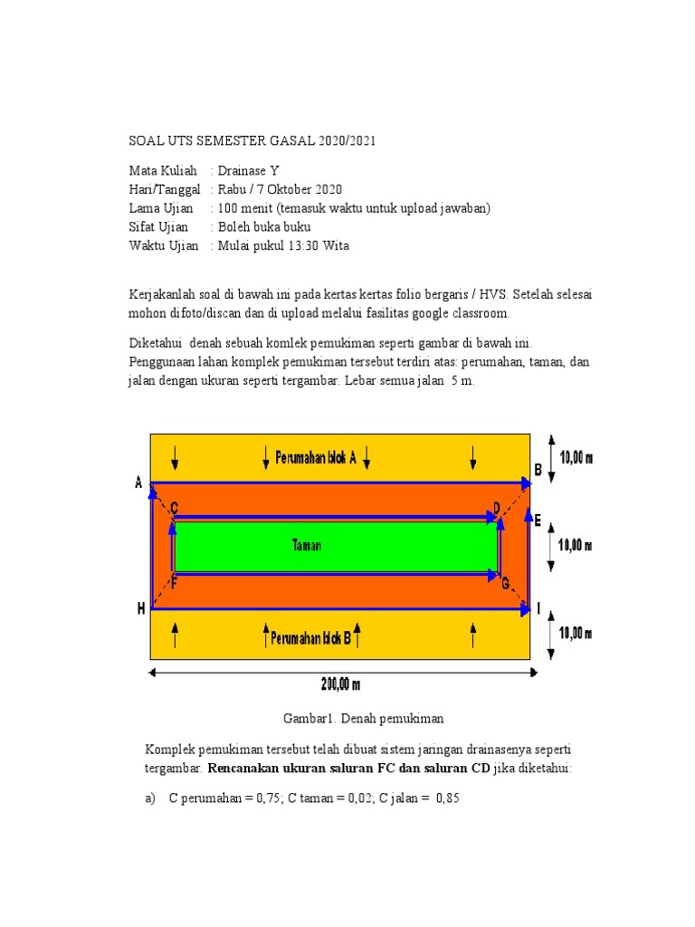 Soal UTS Drainase Perumahan 2020/2021 | PDF
