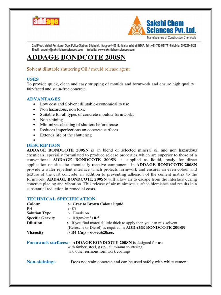 Addage Bondcote 200SN New ,.,.,.,.,21 | PDF | Concrete | Materials