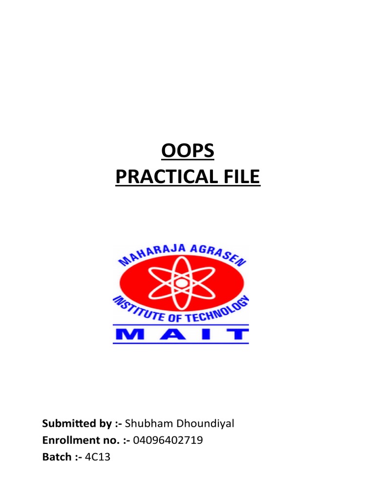 Shubham Dhoundiyal - 04096402719 - Oops Practical File - 4C13 | PDF | Class (Computer ...