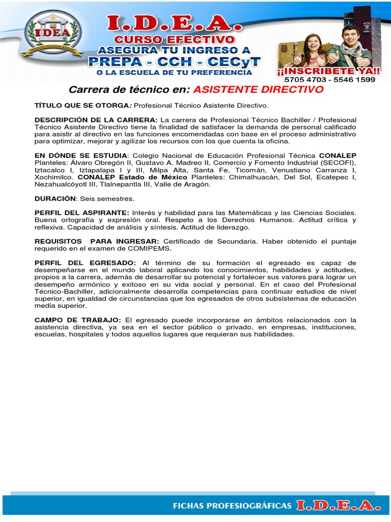 PTB Asistente Directivo Conalep | PDF | Comunicación | Plan de estudios