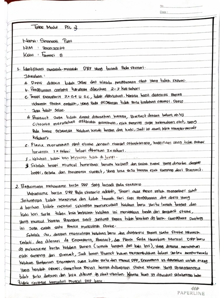 Tugas Modul-Lembar Analisis DRP-Skenario Roleplay - PSL 3 (Analisis DRP Penyakit Stroke ...