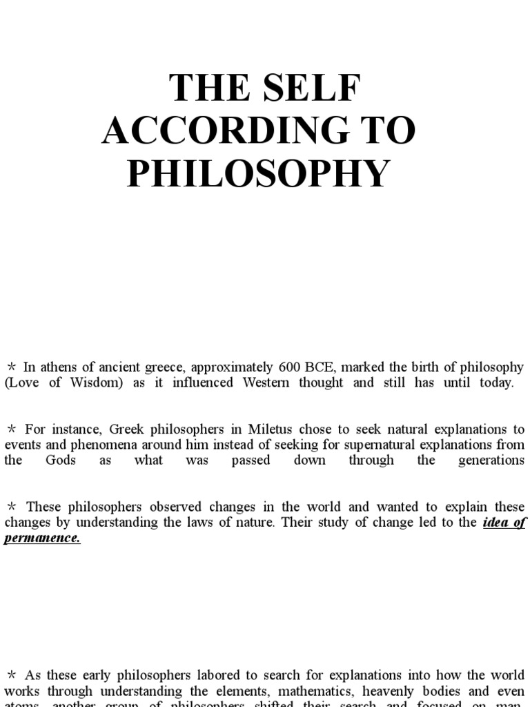 The Self According To Philosophy | PDF | Id | Immanuel Kant