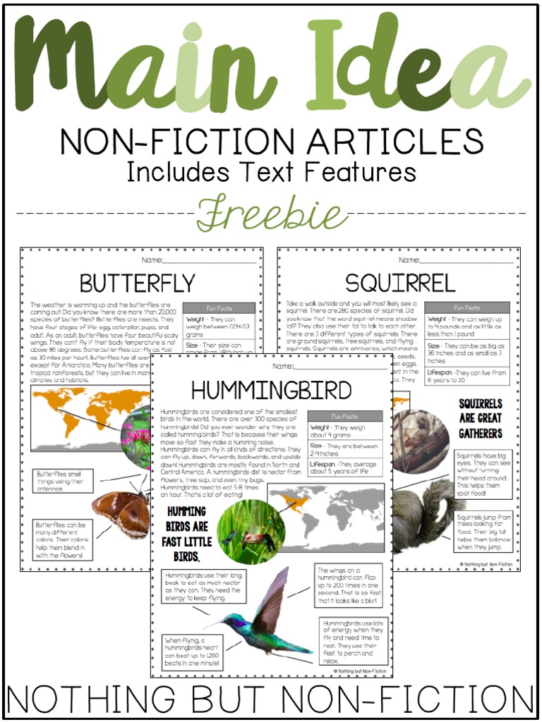 Non-Fiction Articles: Freebie | PDF | Butterfly | Squirrel