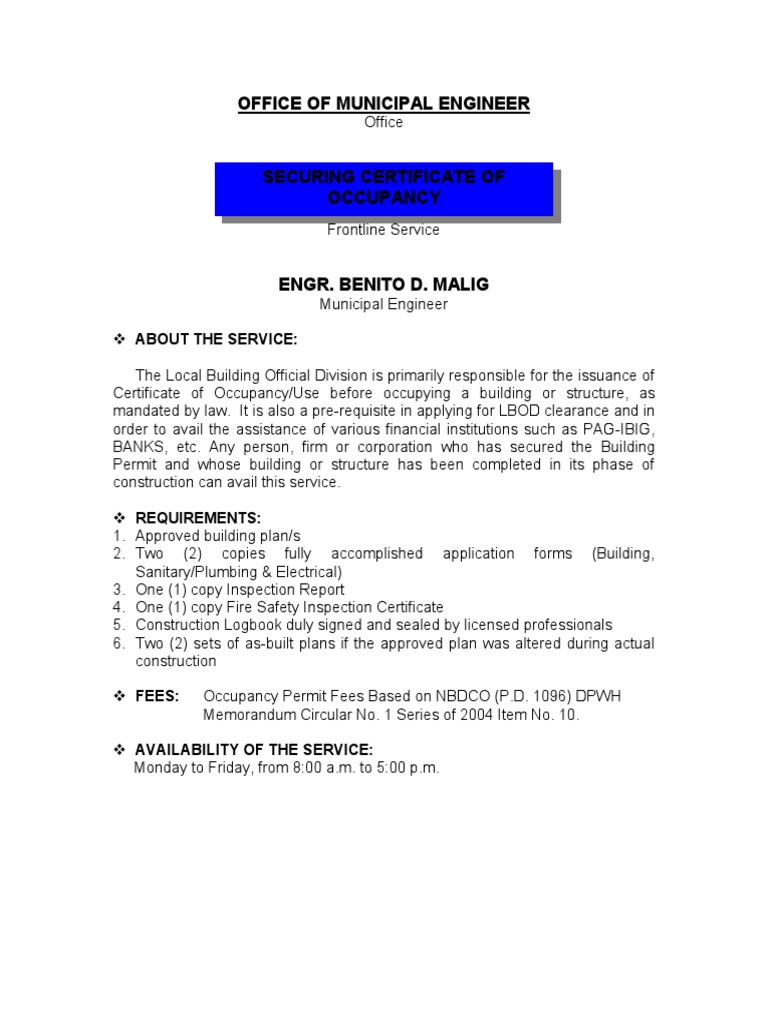 Securing Building and Occupancy Permits | PDF | Engineer | Property Tax