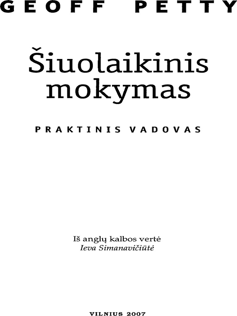 Šiuolaikinis Mokymas by Geoff Petty | PDF