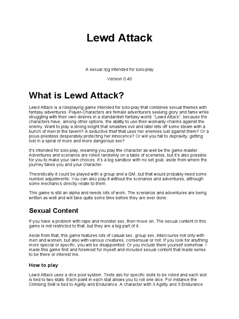 Lewd Attack Alpha 0.40 | PDF | Lust