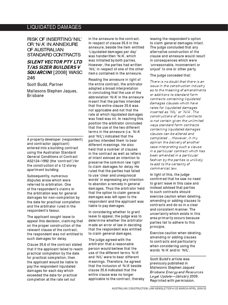Risk of Inserting 'Nil' or 'NA' in Annexure of Australian Standard ...