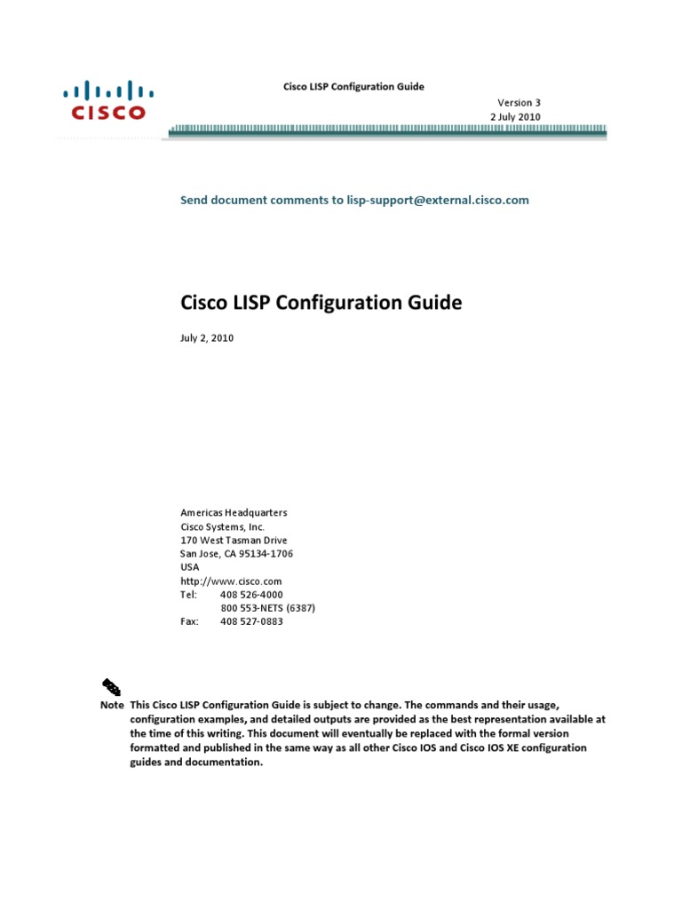 Cisco LISP Configuration Guide: Version 3 2 July 2010 | PDF | I Pv6 | Ip Address