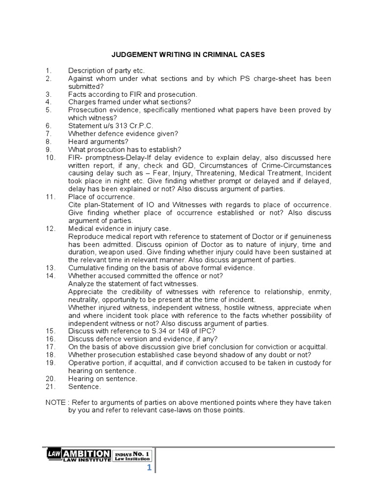JUDGment Writing - Criminal | PDF | Witness | Prosecutor