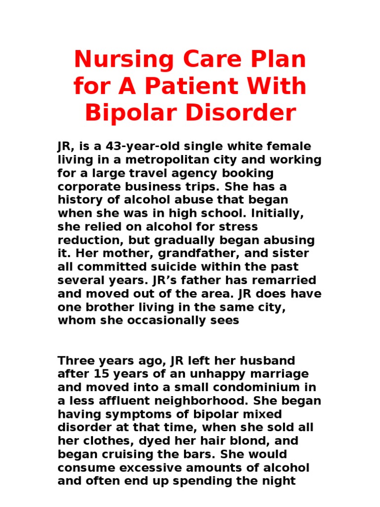Nursing Care Plan For A Patient With Bipolar Disorder | PDF | Mood ...