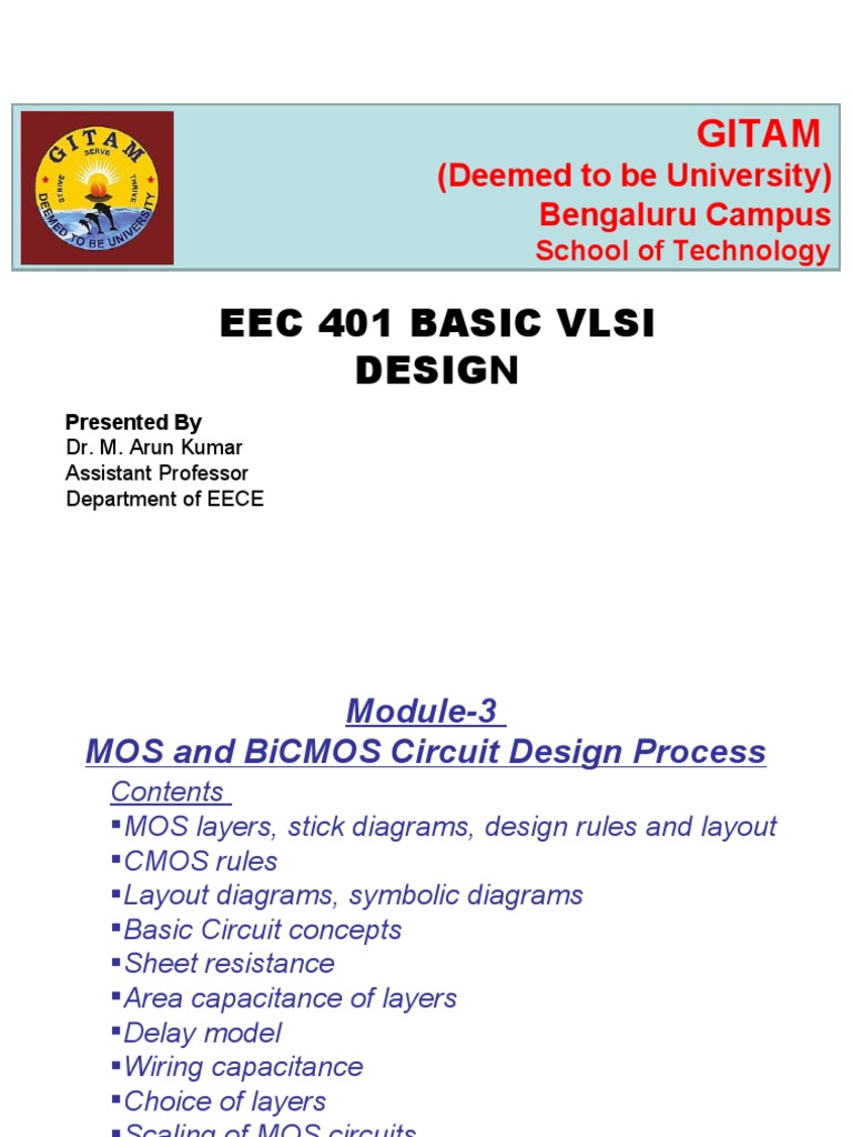 Eec 401 Basic Vlsi Design: Gitam | PDF | Cmos | Capacitance