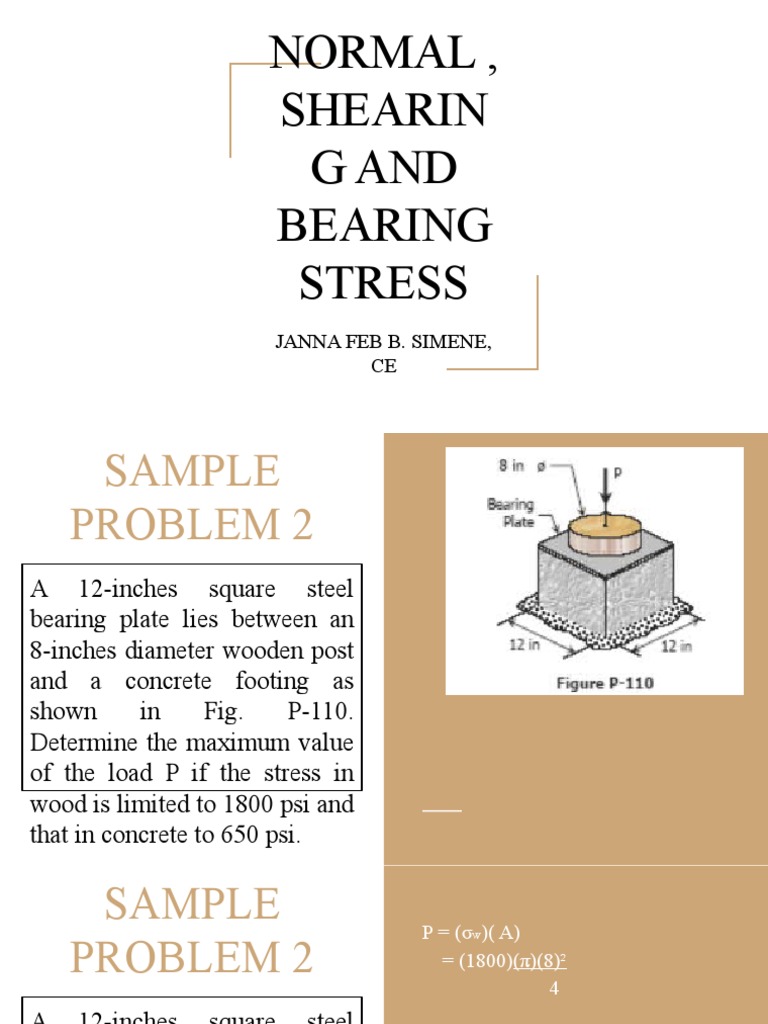 Simple Stress 1 - Shearing and Bearing Stress (Sample Problems) | PDF