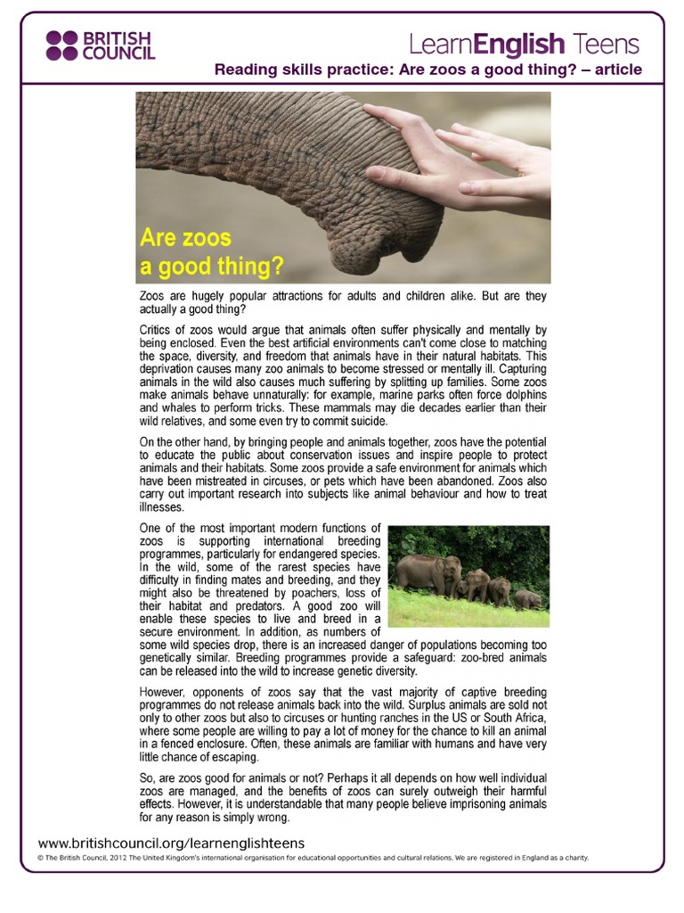Are Zoos A Good Thing - Article 0 | PDF