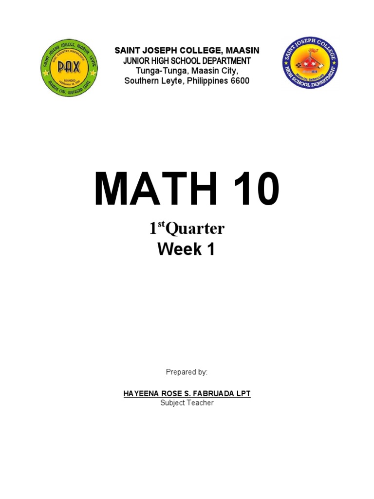 Math 10 - Module Week 1 | PDF | Sequence | Set (Mathematics)