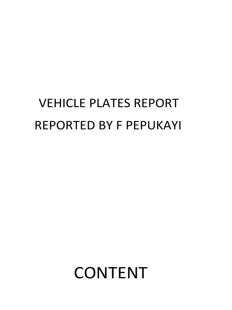 Vehicle Plates Report | PDF
