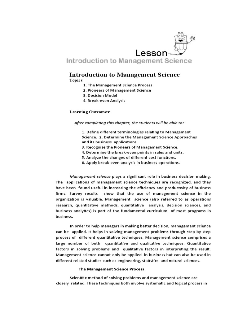 Management Science (Lesson 1) | PDF | Science | Quantitative Research