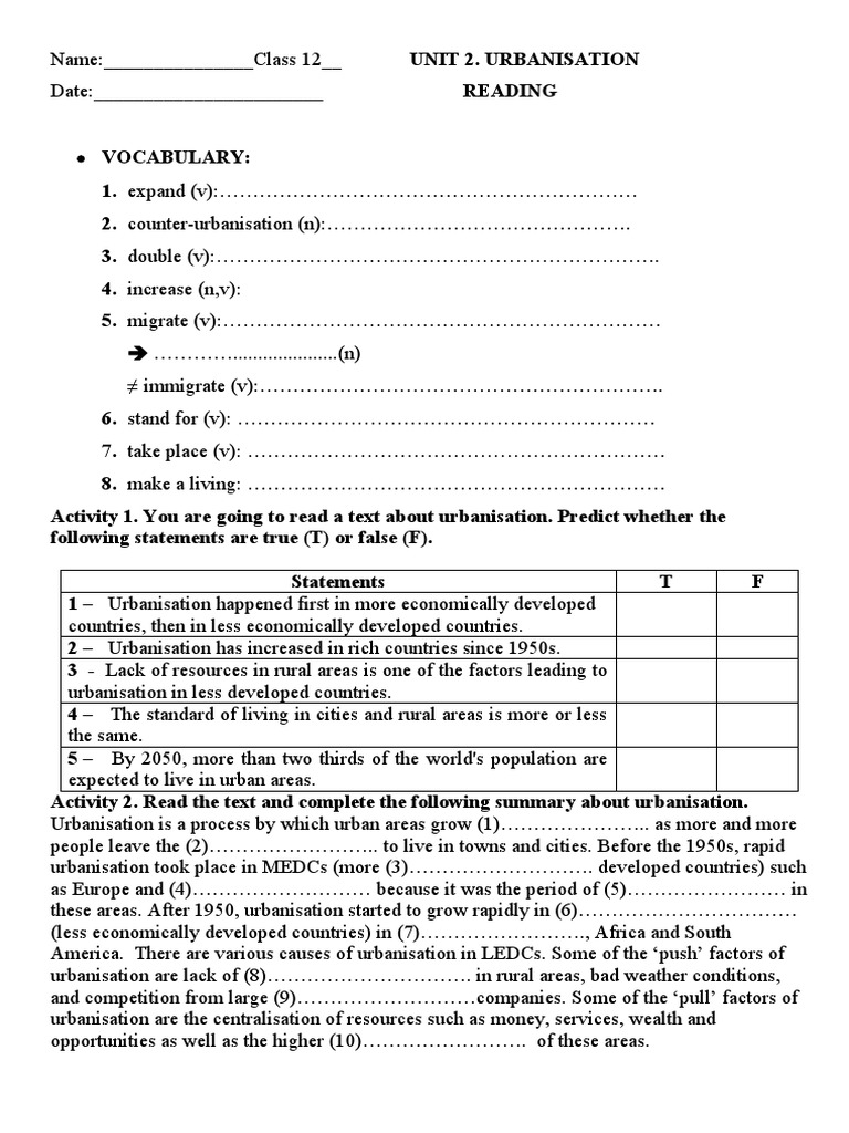 Unit2. Reading | PDF | Urbanization | Slum