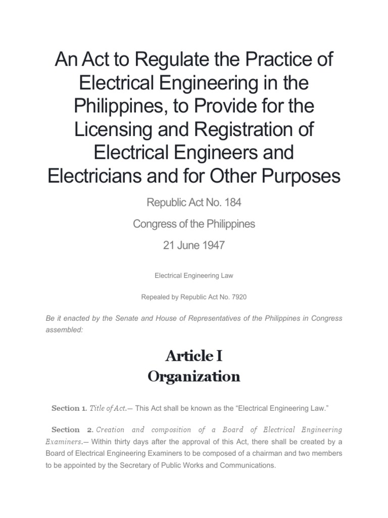 Ra 184 | PDF | Electrician | Electric Power Distribution