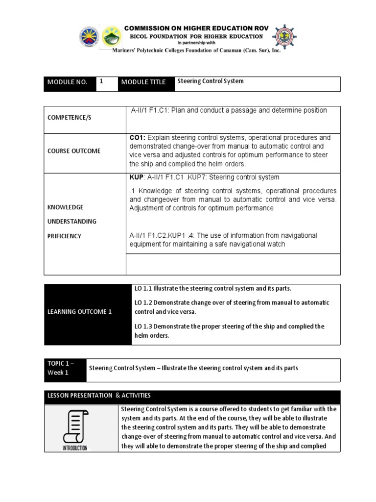 Format-of-Module (1) WK 1,2 SCS | PDF | Pump | Rudder