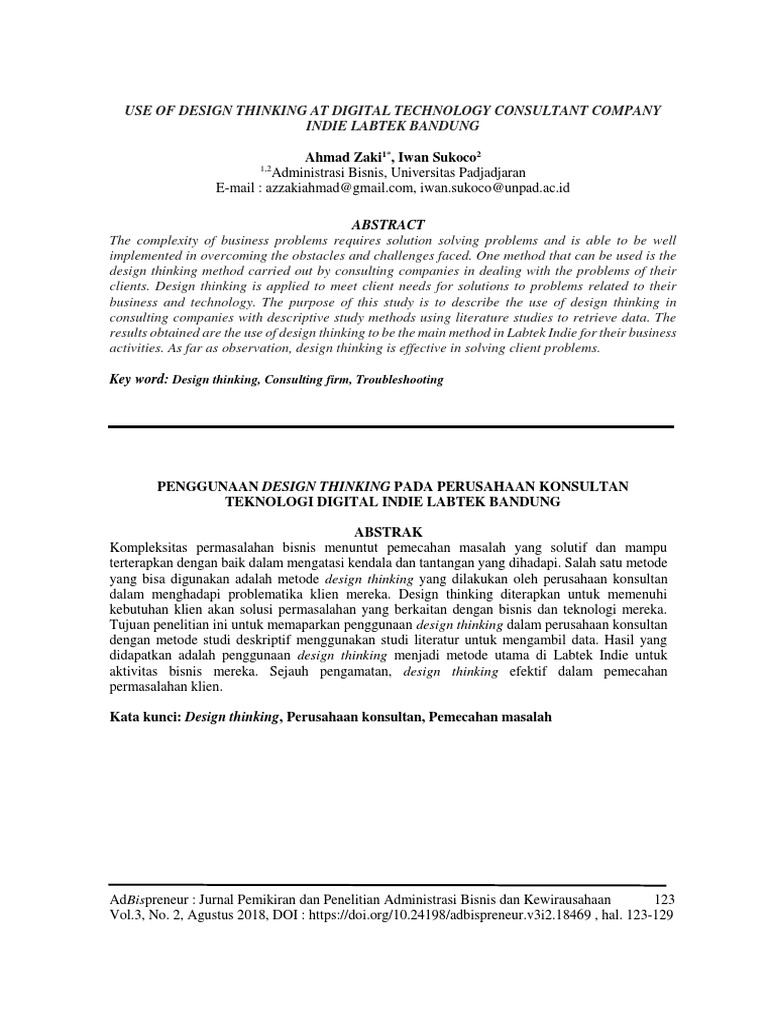 Jurnal Design Thinking Business UNPAD | PDF