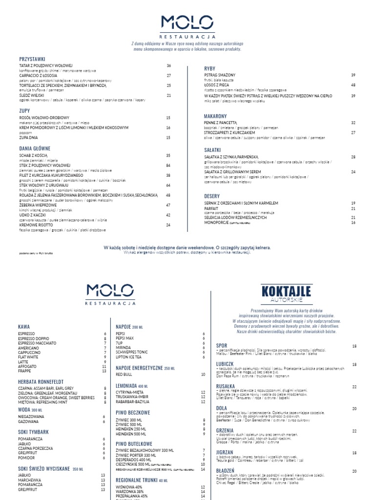 Menu Restauracja Molo-1 | PDF