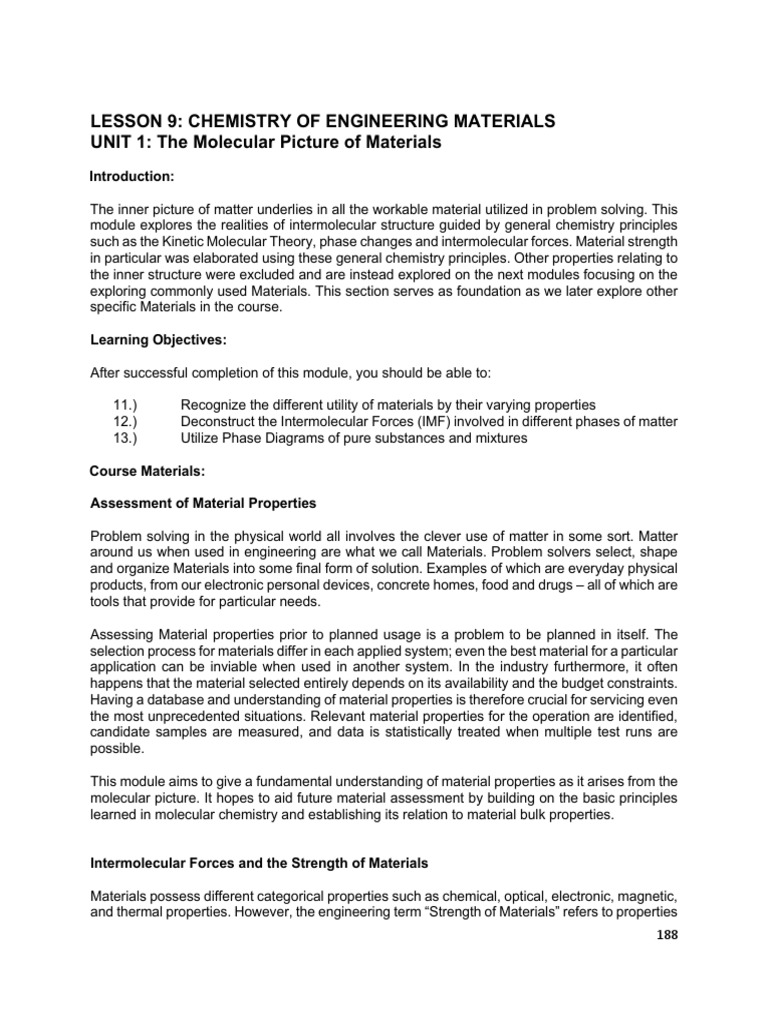 Chapter 5 Chemistry of Engineering Materials | PDF | Chemical Bond | Intermolecular Force