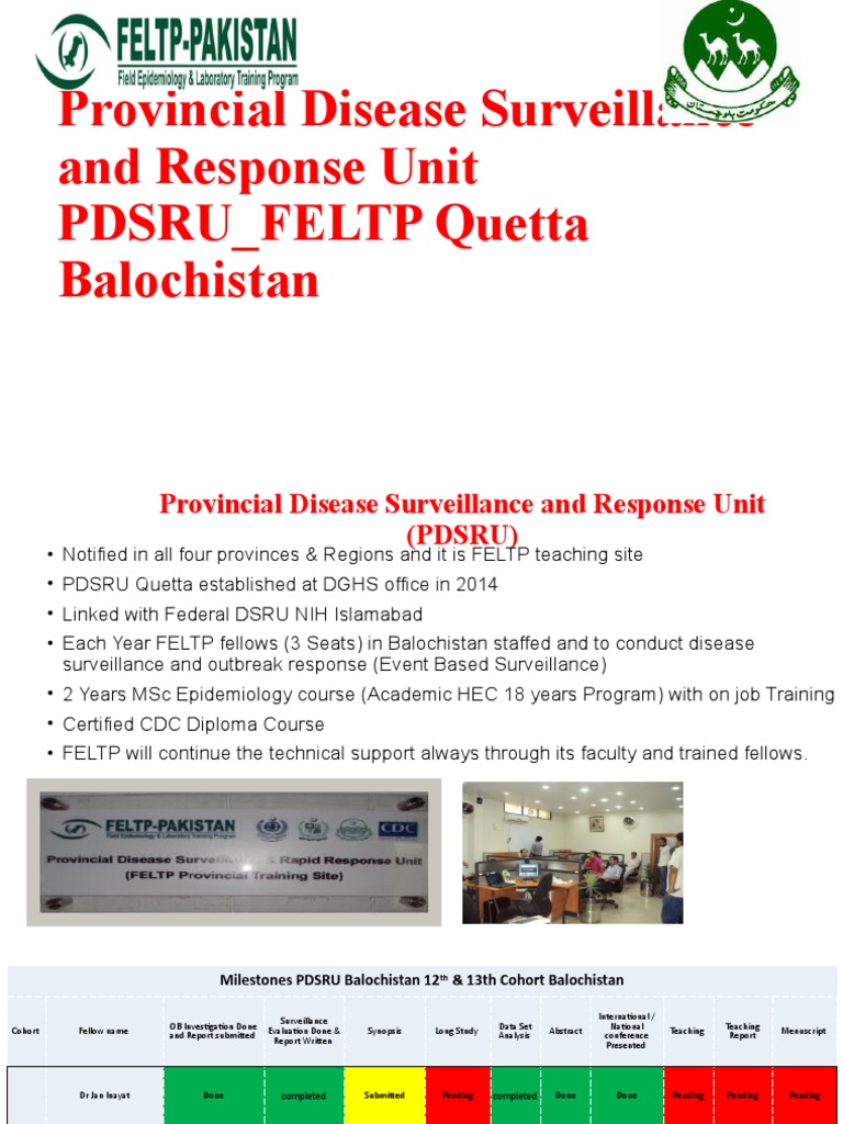 Provincial Disease Surveillance and Response Unit PDSRU - FELTP Quetta ...