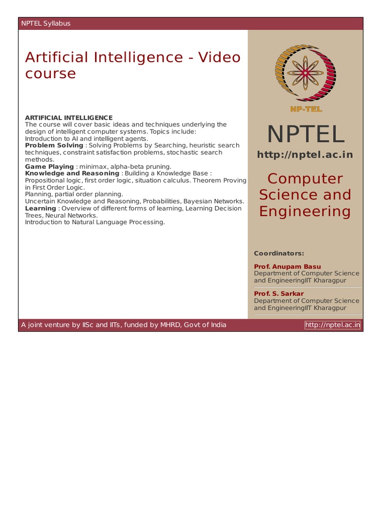 Nptel: Artificial Intelligence - Video Course | PDF