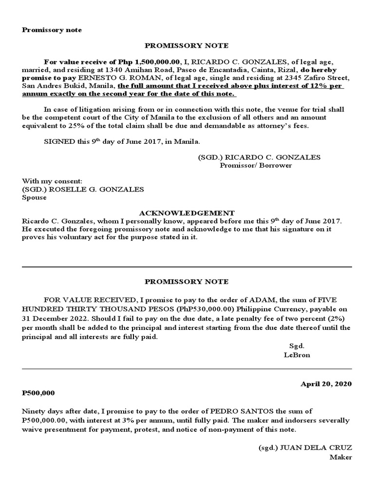 Promissory | PDF | Promissory Note | Money