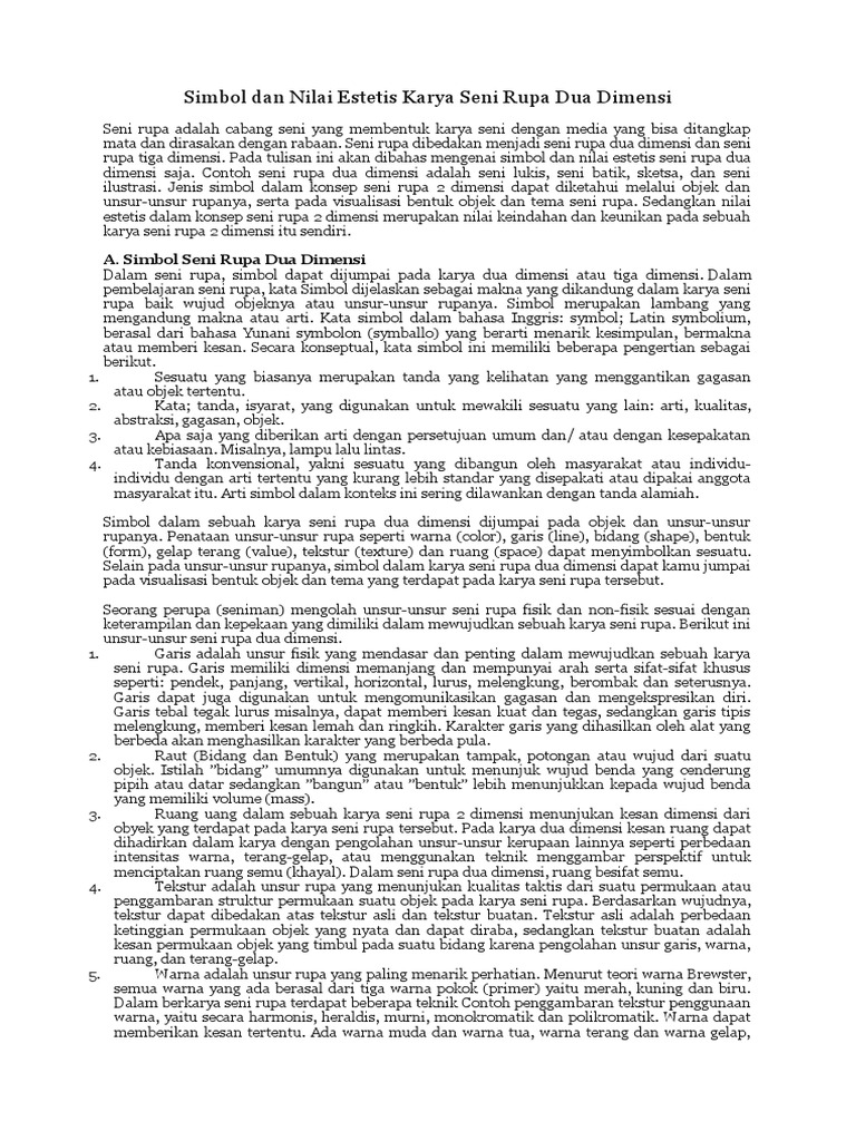 Simbol Dan Nilai Estetis Karya Seni Rupa Dua Dimens1 | PDF