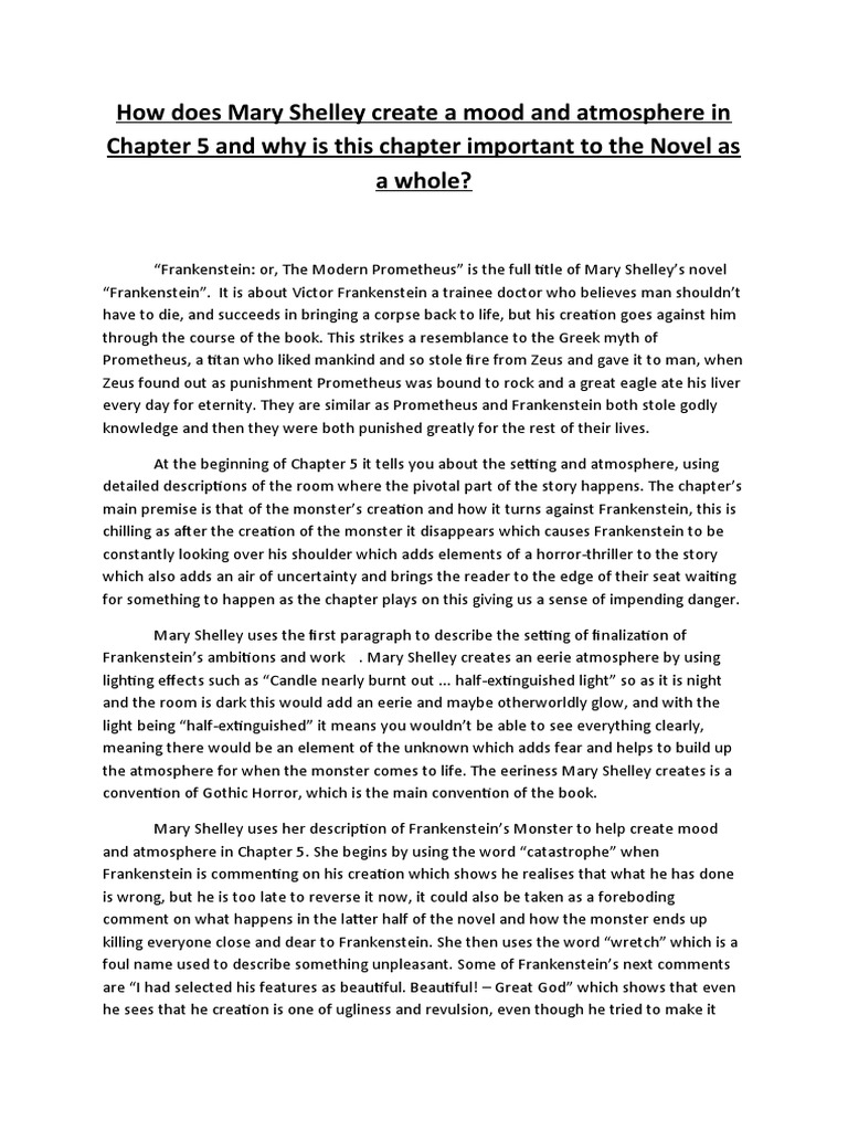 How Does Mary Shelley Create A Mood and Atmosphere in Chapter 5 and Why ...