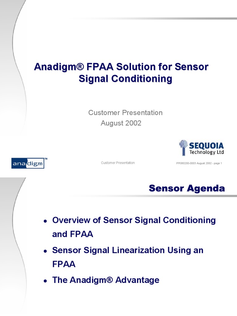 Anadigm® FPAA Solution For Sensor Signal Conditioning | PDF