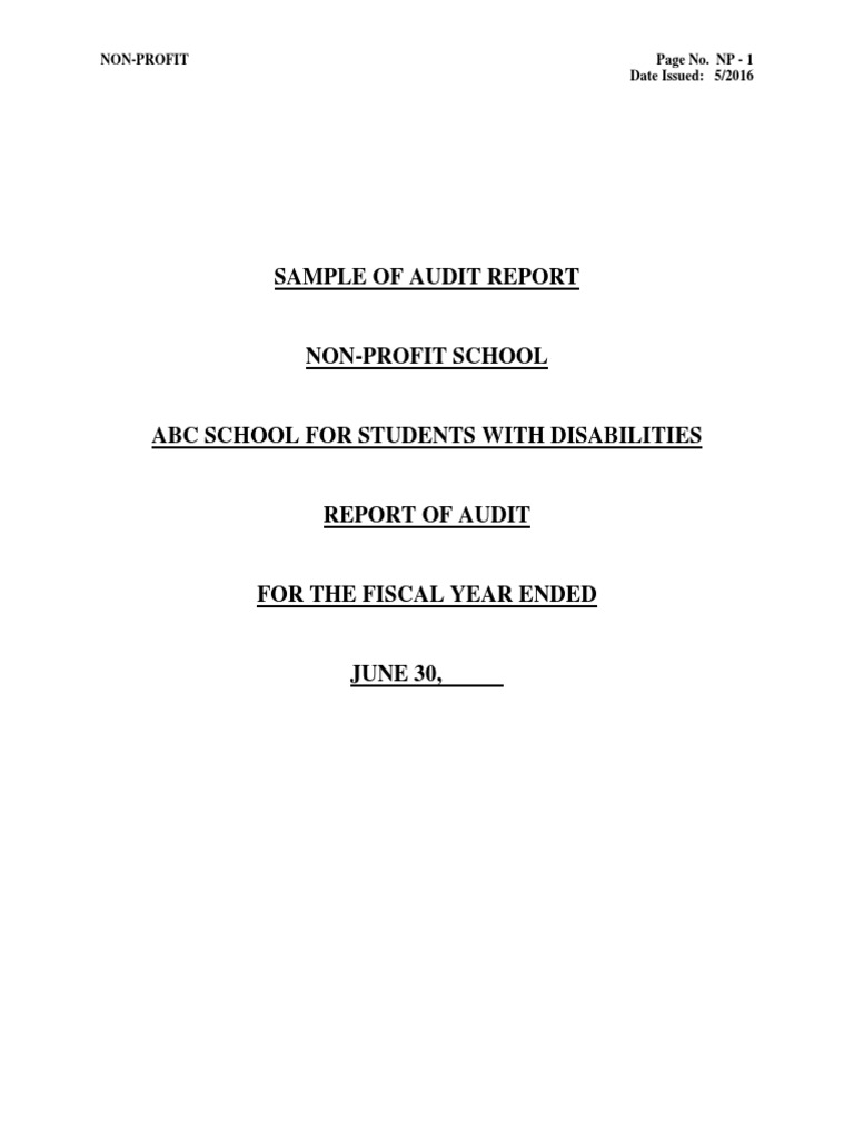 School Audit Report Sample | PDF | Audit | Internal Control