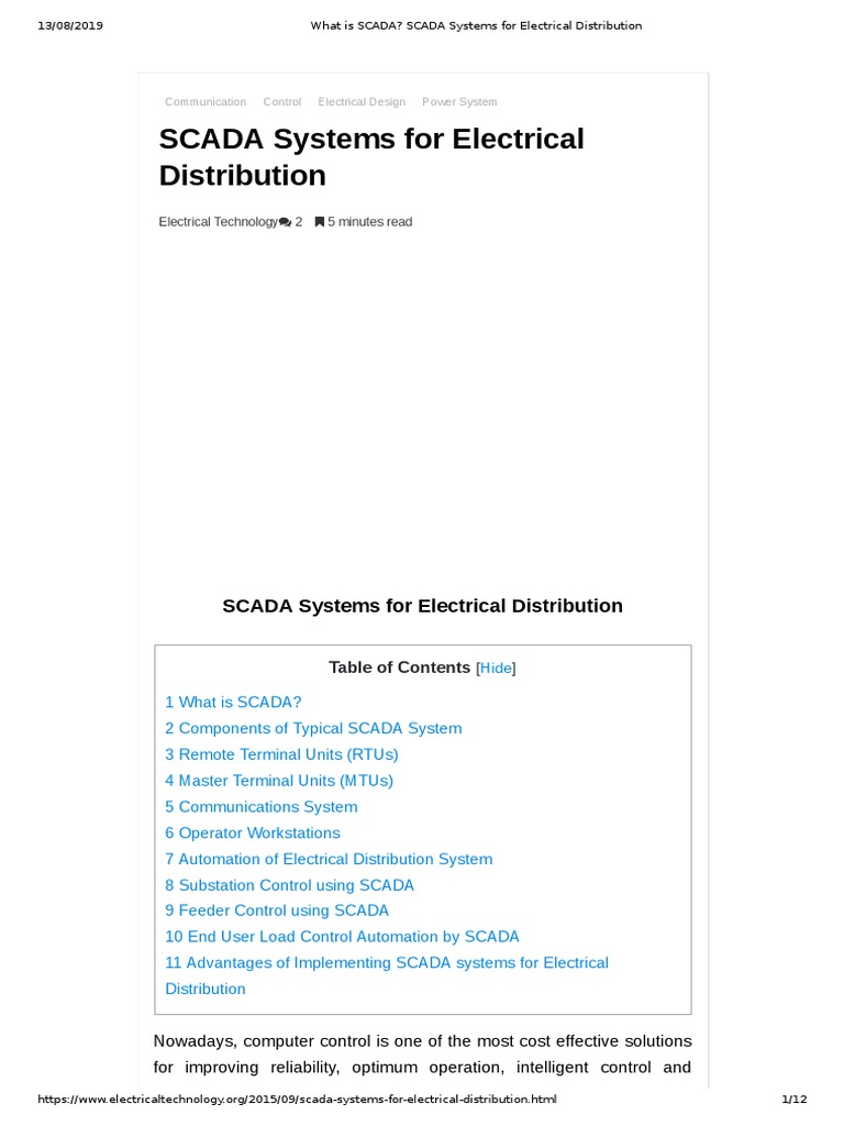Electrical DistributionSCADA | PDF | Scada | Electrical Substation
