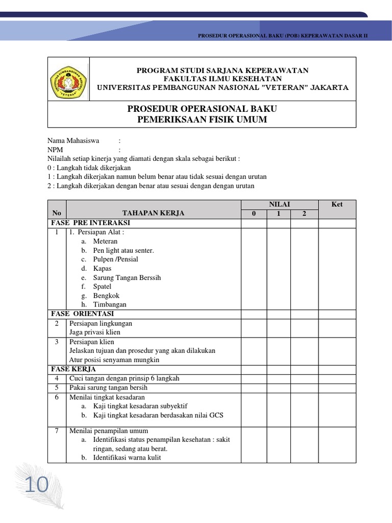 POB Pemeriksaan Fisik | PDF