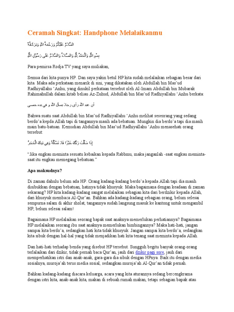 Ceramah Singkat | PDF