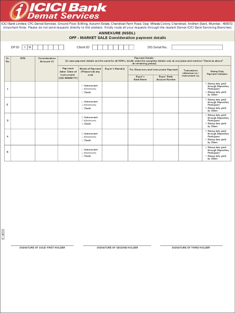 Icici Bank NSDL Annexacture | PDF | Trade | Payments