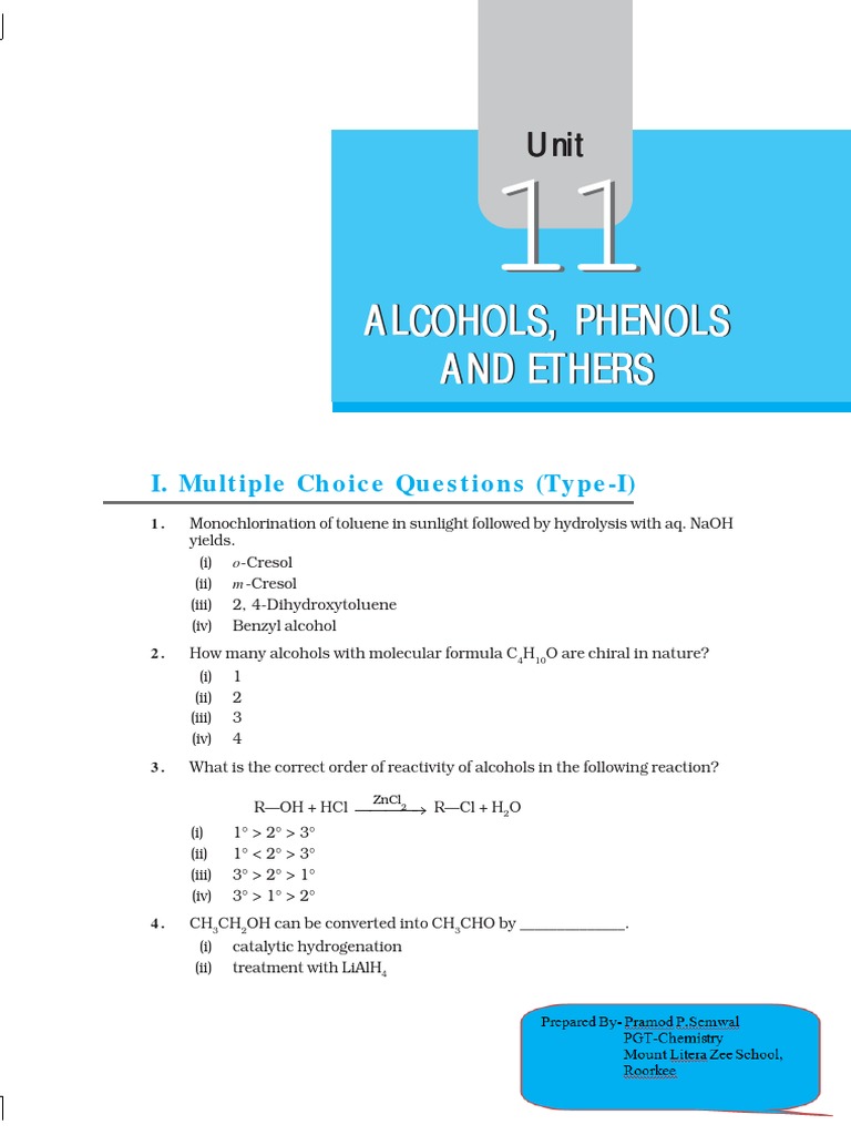 Worksheet - Alcohol | PDF | Alcohol | Ether
