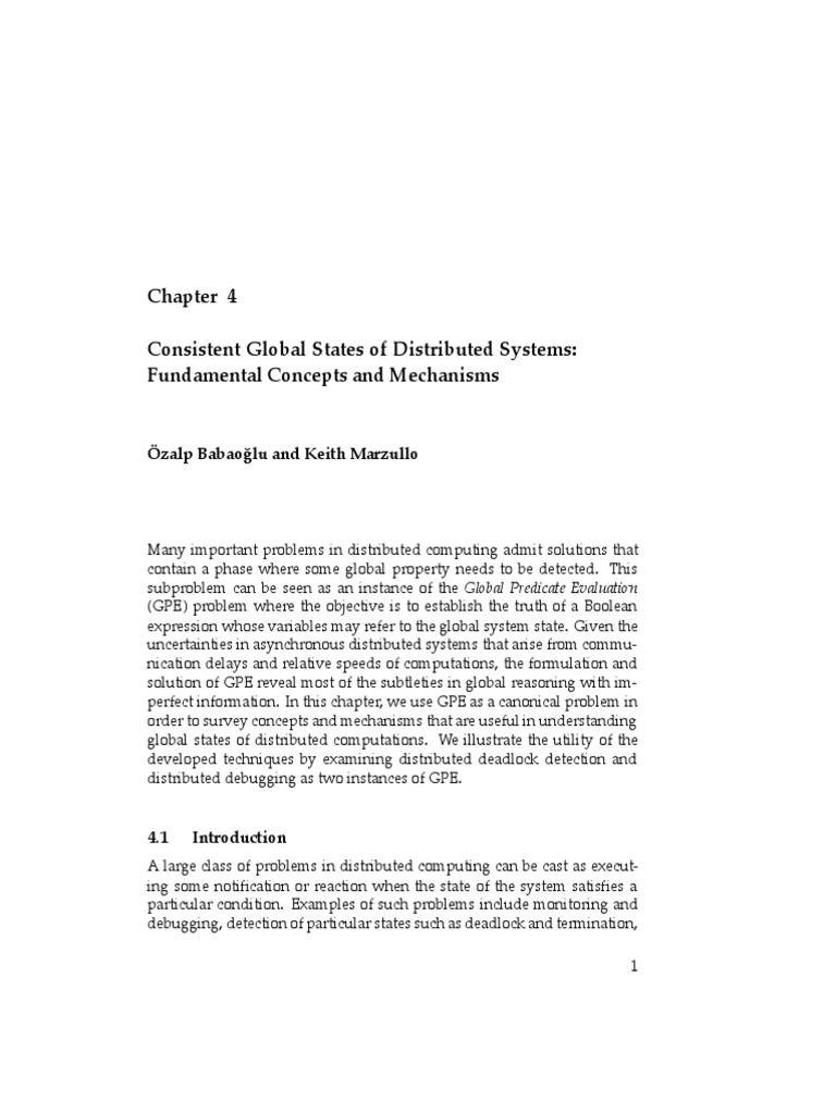 Consistent Global States of Distributed Systems: Fundamental Concepts ...