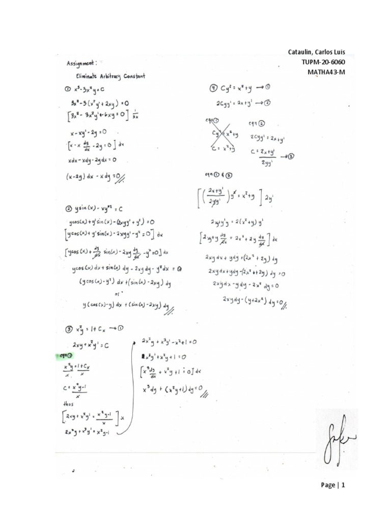 Eliminate Arbitrary Constant | PDF
