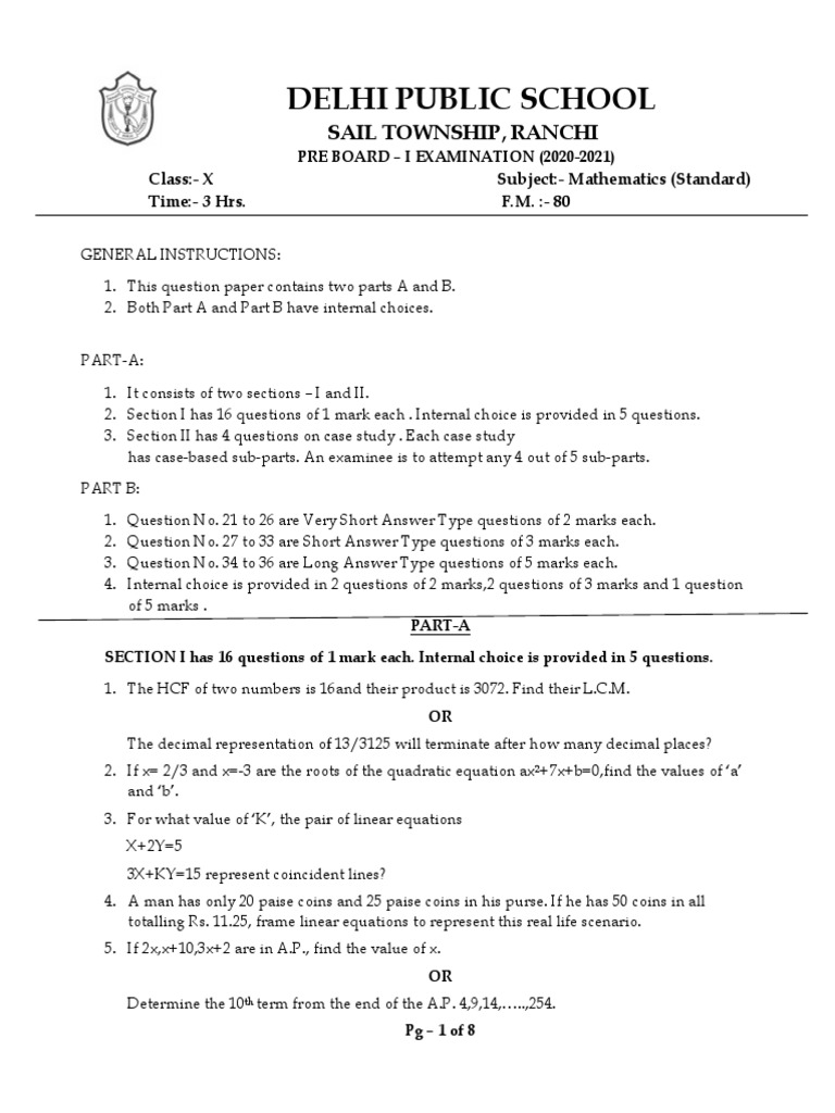 DPS Sample Paper | PDF | Circle | Triangle