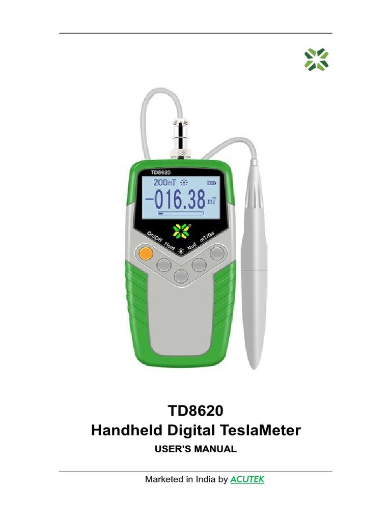 Td8620 Handheld Digital Teslameter: User'S Manual | PDF | Magnetometer ...