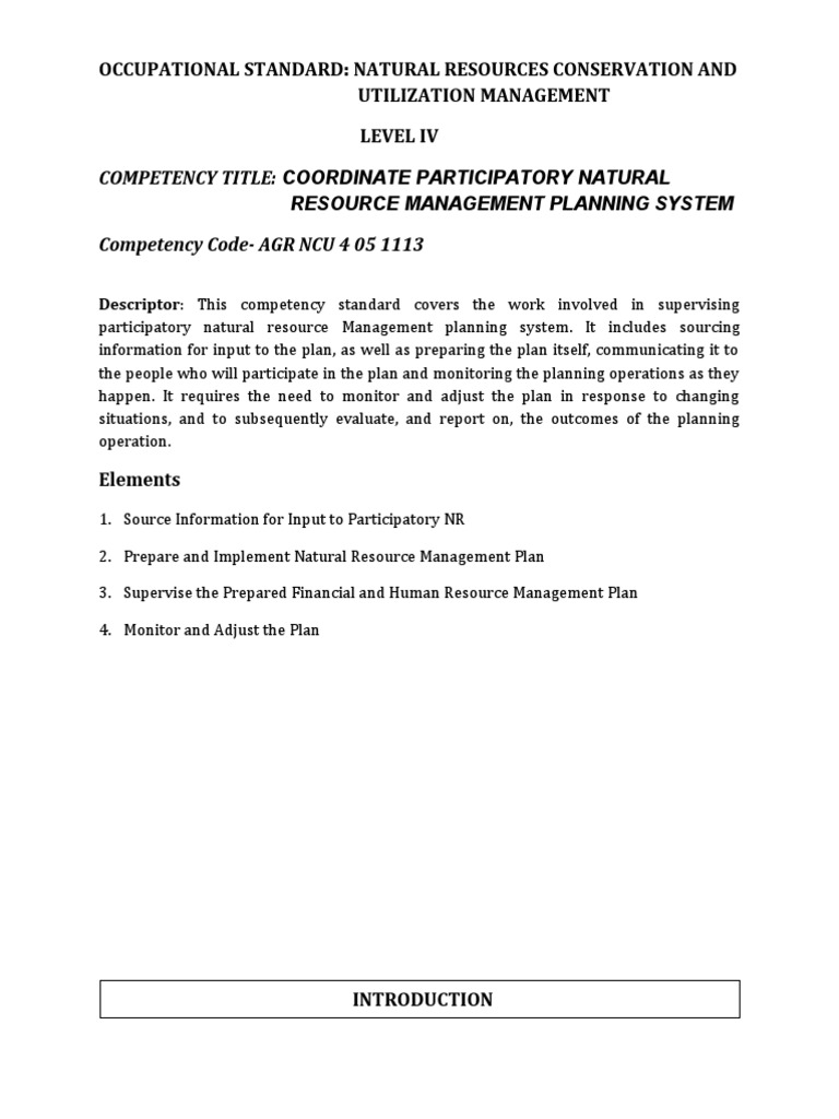 Participatory Natural Resource Management Guide | PDF | Resource ...